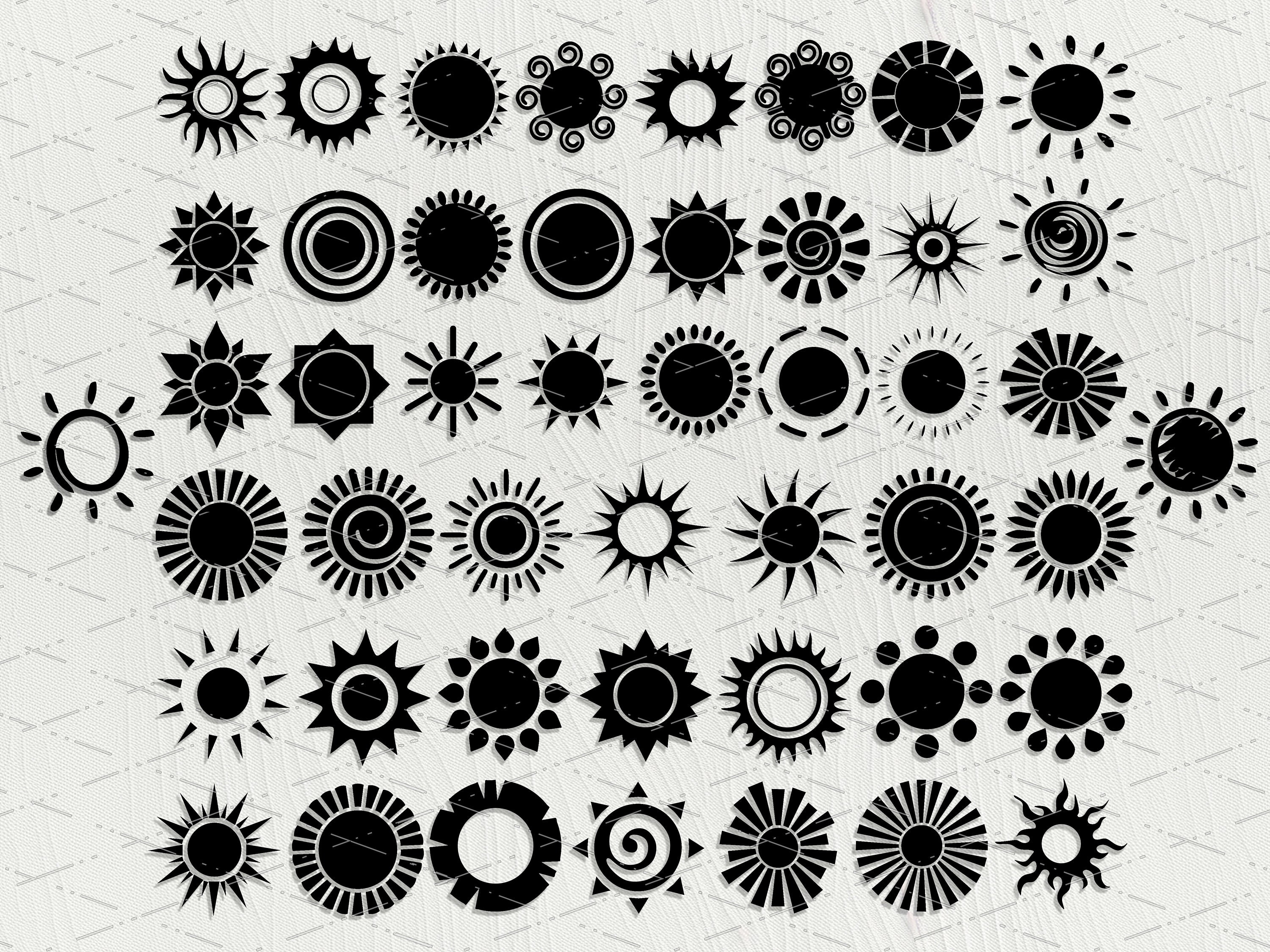 46 Sun Outline SVG DXF Files Cut File Sunny CDR Vector Files Vector ...
