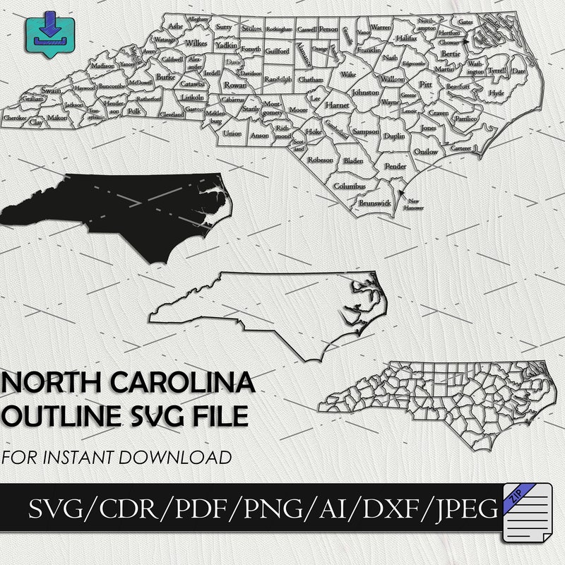 North Carolina Map - Etsy