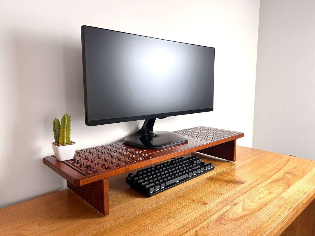 Wood Monitor Stand Monitor Riser Dual Monitor Stand TV Stand Monitor ...