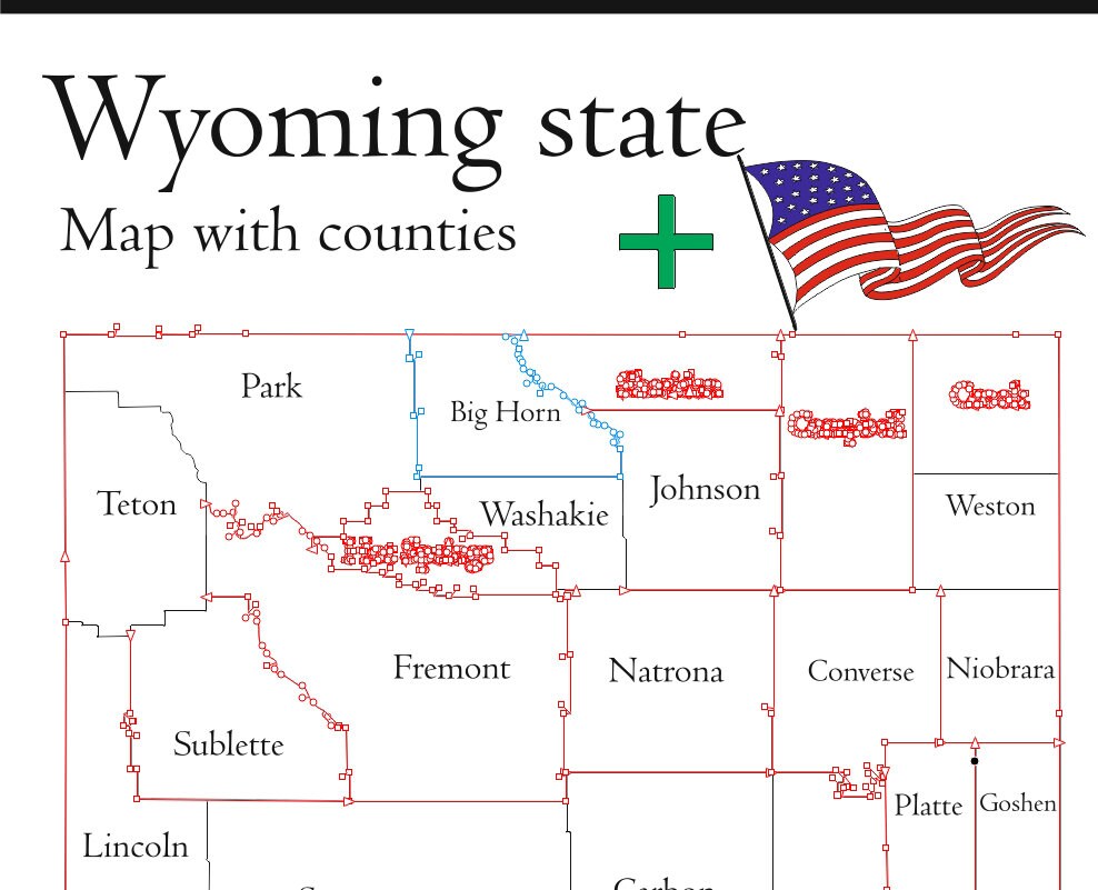 Wyoming Maps With Counties Outline SVG DXF Files Cut Files United ...