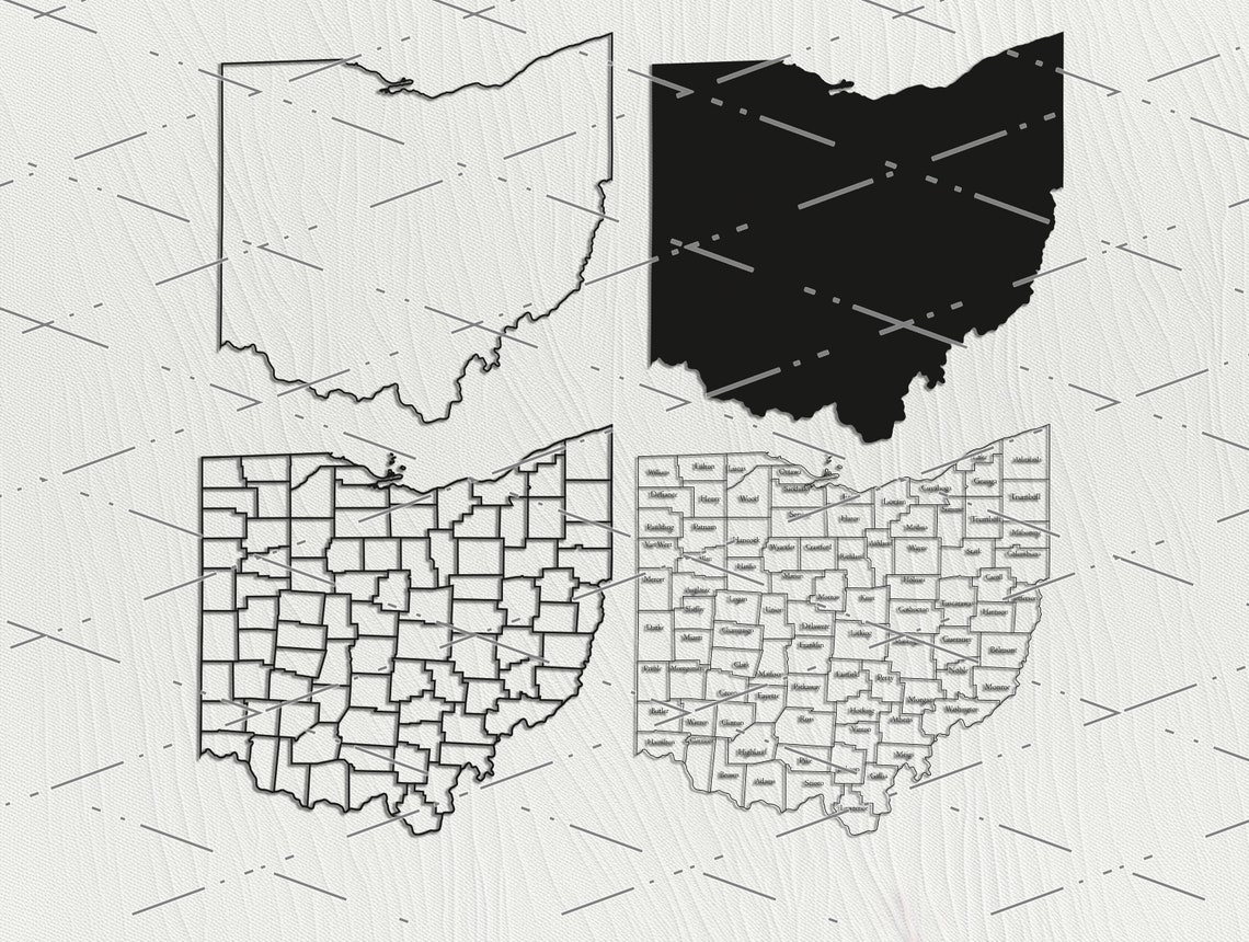 Ohio Maps Outline SVG DXF Files Ohio Cut Files United States of America ...