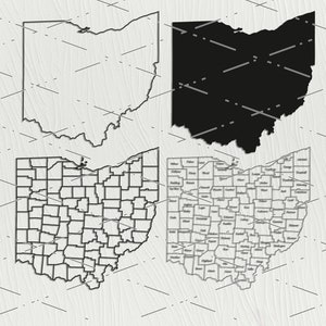 Ohio Maps Outline SVG DXF Files Ohio Cut Files United States of America ...