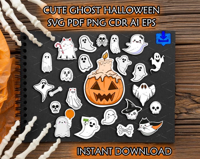 Cute Halloween Clipart Svg File, Cute Halloween Faces, Halloween Cuties ...