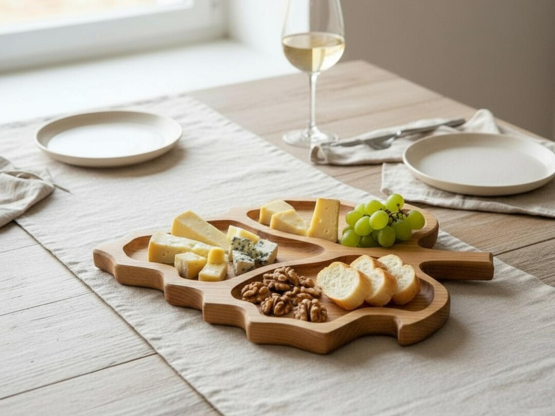 Leaf Shaped Wooden Serving Tray Acorn Charcuterie Board, Oak Leaf Snack ...