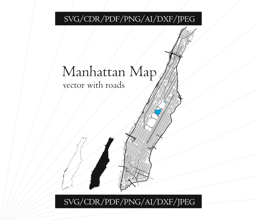 Manhattan Maps Outline SVG DXF Files Manhattan Cut Files United States ...