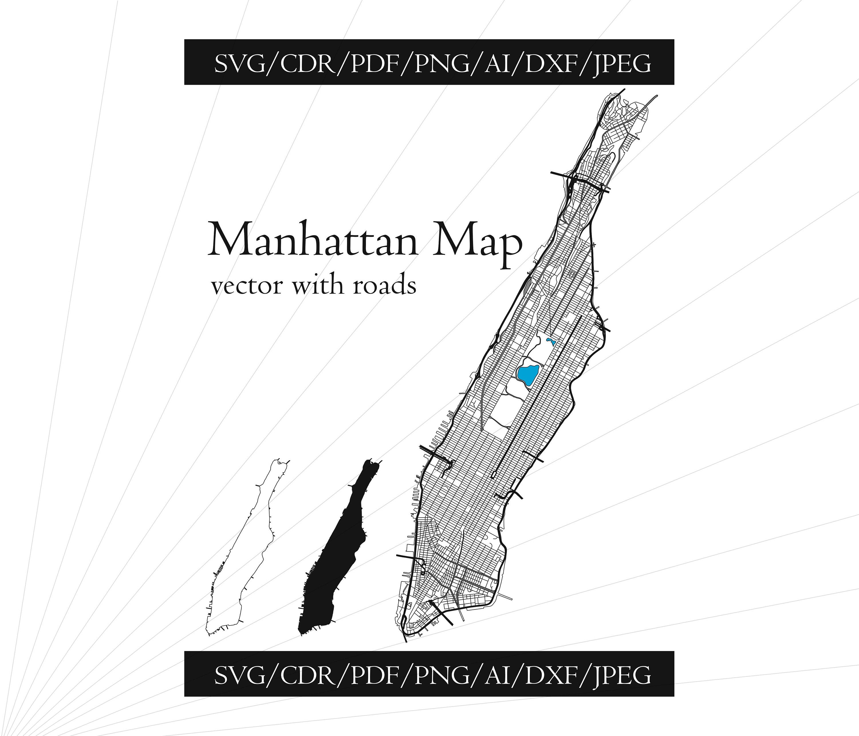 Manhattan Maps Outline SVG DXF Files Manhattan Cut Files United States ...