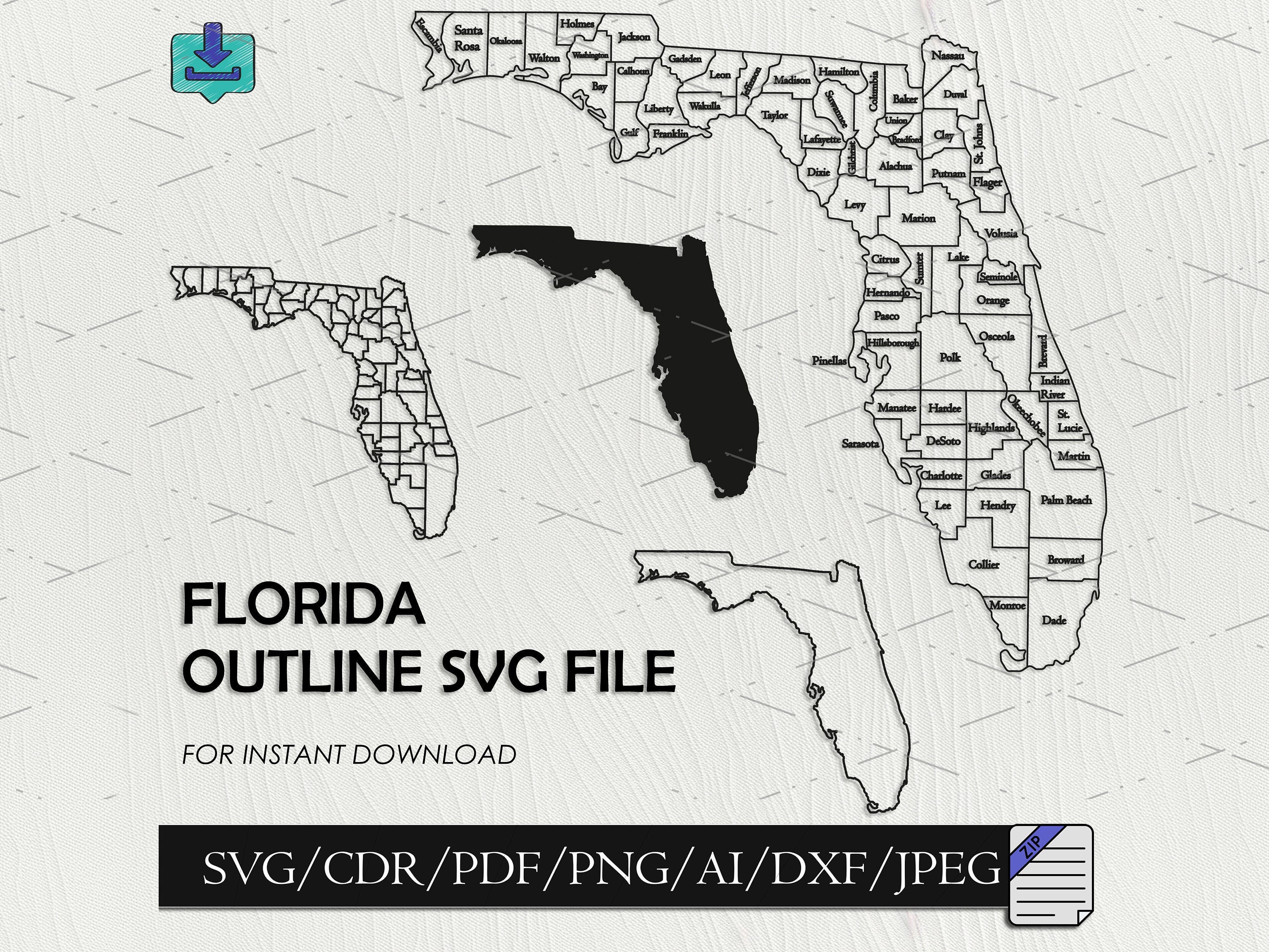 Miami Florida County Map FL Miami Dade County Adaian Vector Map