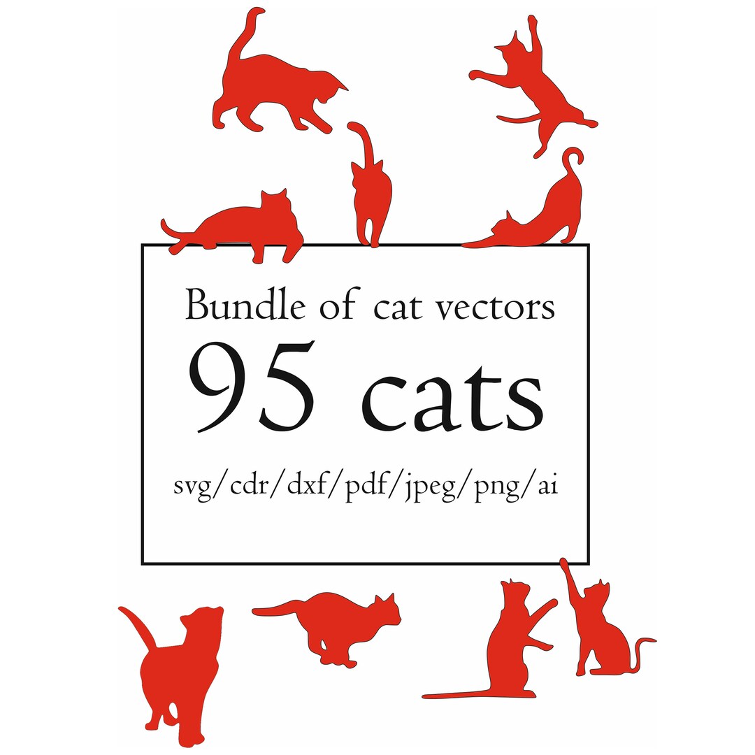95 Cats Outline SVG DXF Files Cut Files Cat CDR Vector Files Vector ...