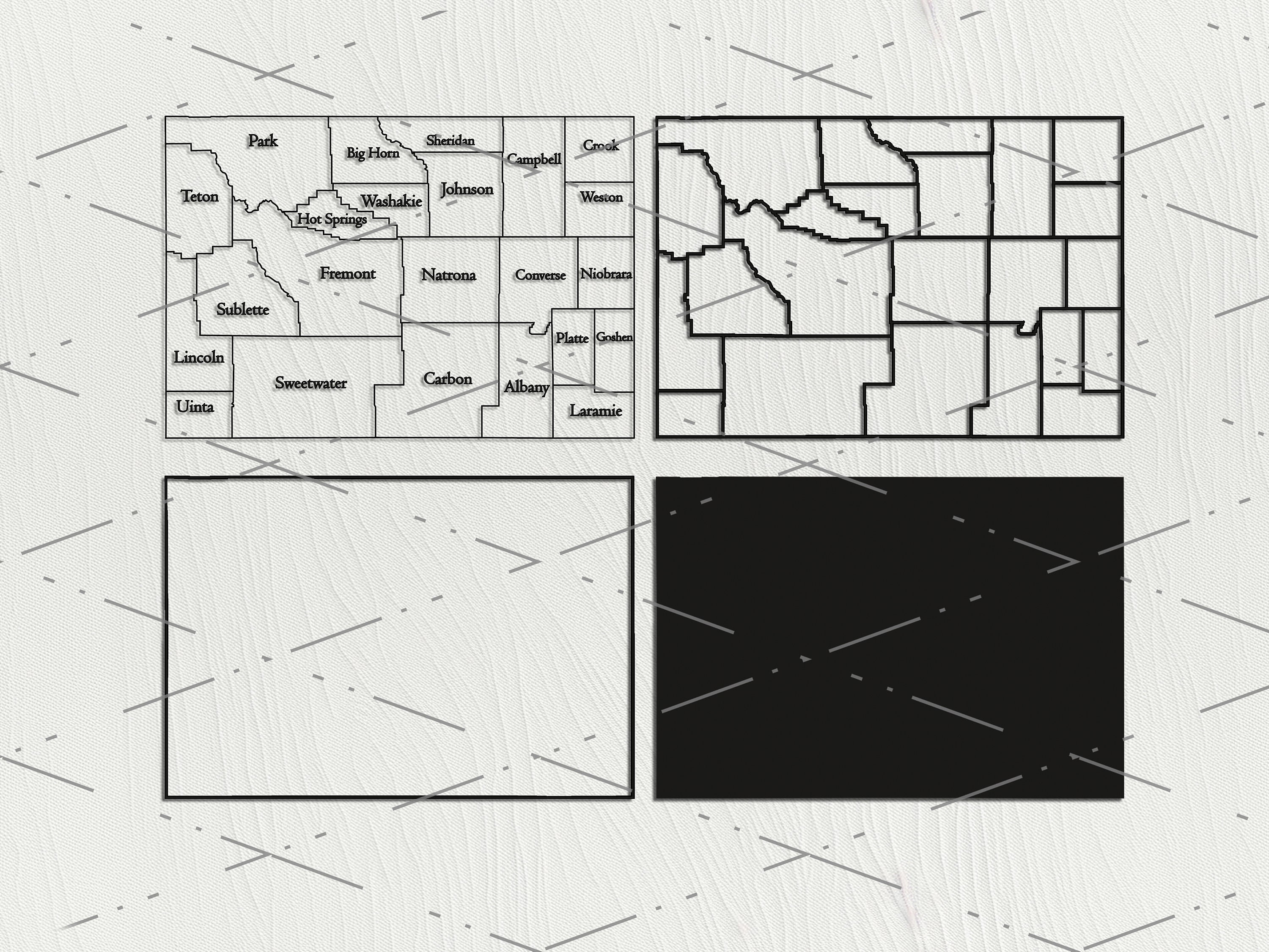 Wyoming Maps With Counties Outline SVG DXF Files Cut Files United ...
