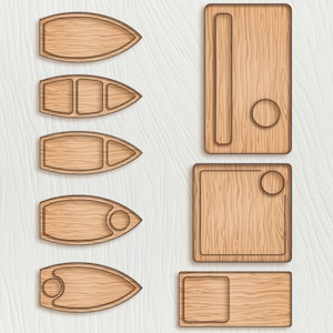 SVG Sushi Serving Boards & Platters Bundle CNC Files for Woodworking ...