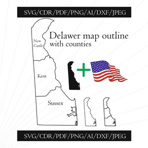 Delaware Svg Map Outline SVG DXF File Delaware Cut Files United States ...