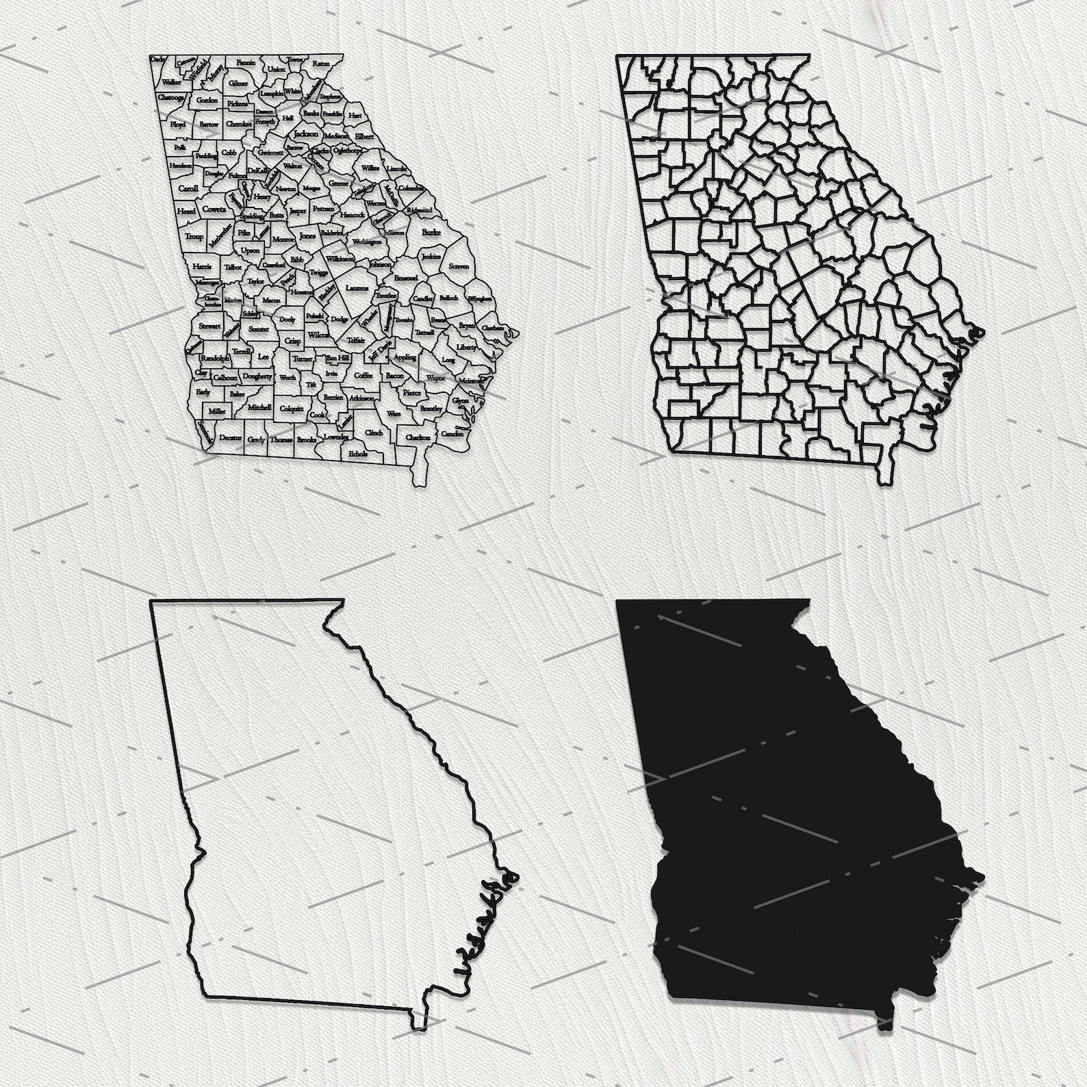 Georgia Map Outline SVG DXF Files Georgia Cut Files United States of ...