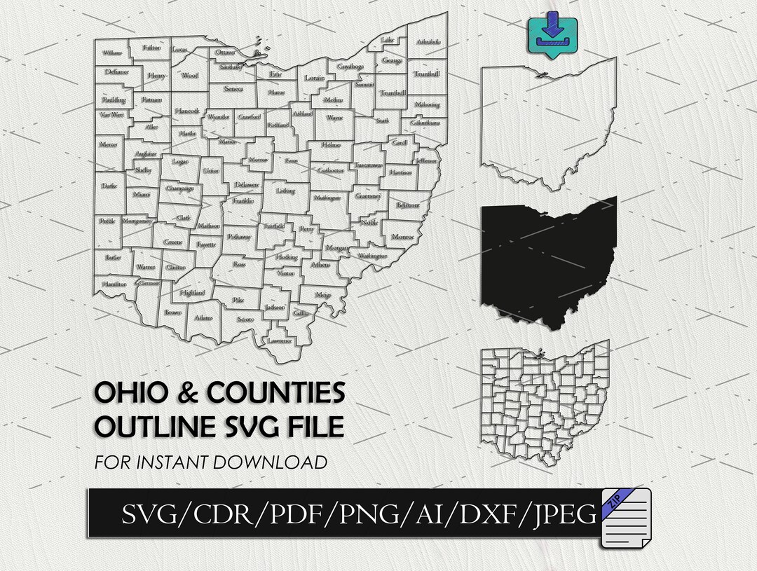 Ohio Maps Outline SVG DXF Files Ohio Cut Files United States of America ...