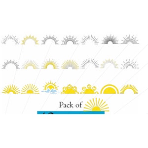 42 Sunsets Outline SVG DXF Files Cut File Sunrise CDR Vector Files ...