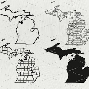 Michigan Svg Maps Outline SVG DXF Files Michigan Silhouette Cut Files ...