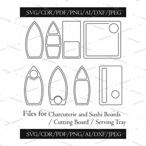 SVG Sushi Serving Boards & Platters Bundle CNC Files for Woodworking ...
