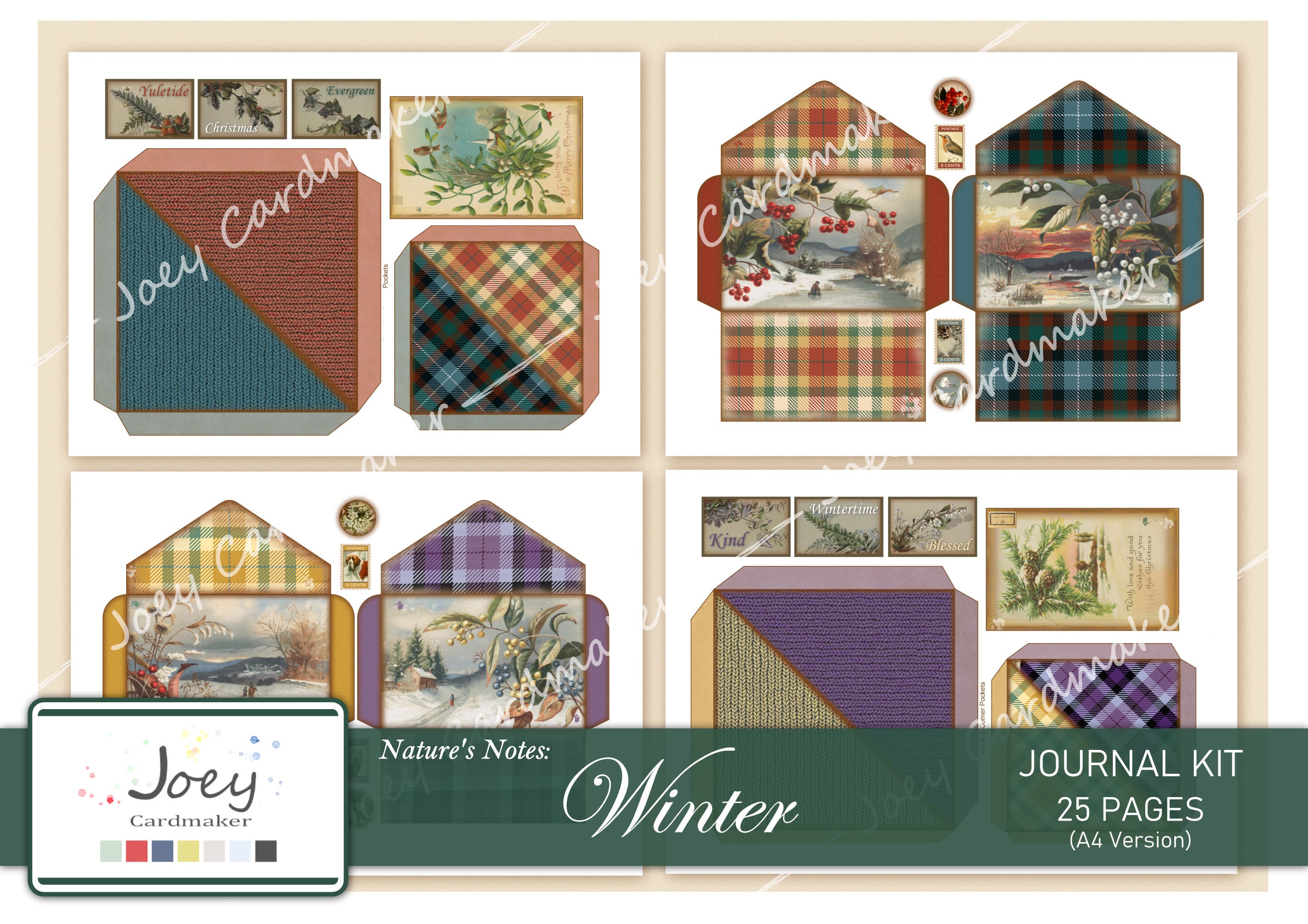 Nature's Notes: Winter Vintage Digital Journal Kit A4 - Etsy