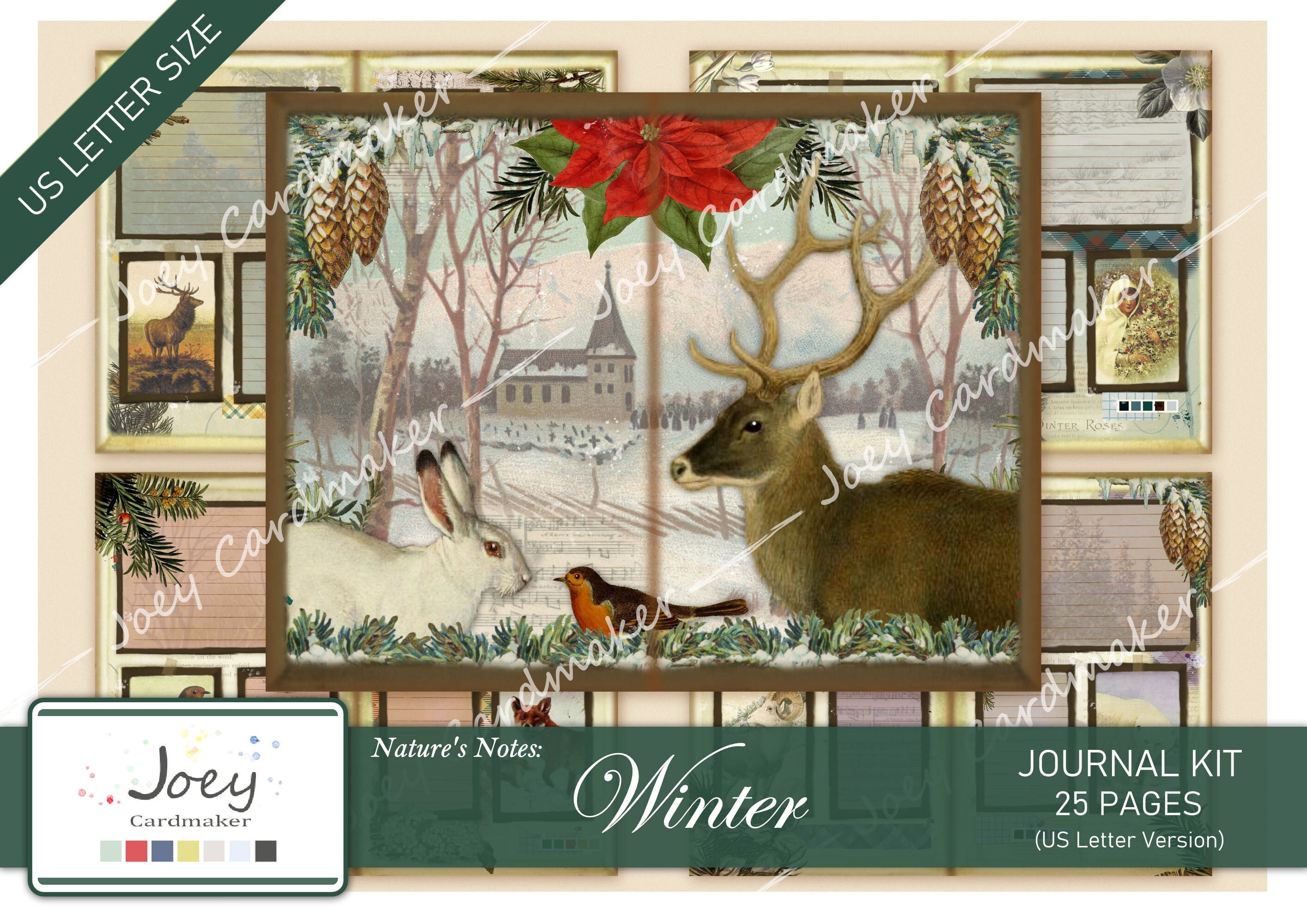 Nature's Notes: Winter Vintage Digital Journal Kit US - Etsy