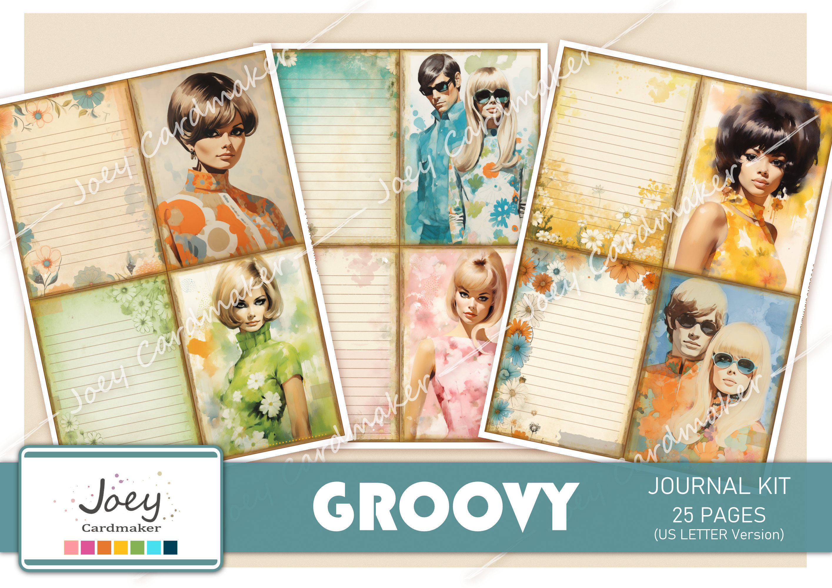 GROOVY - 1960s Retro Digital Journal Kit – US LETTER - Etsy