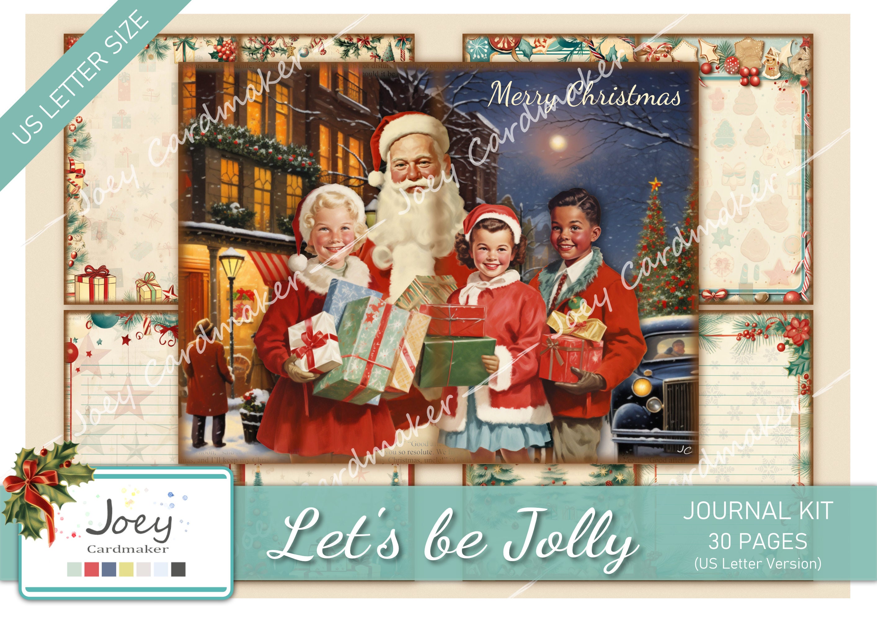 Let's Be Jolly - Retro Christmas Digital Journal Kit – US LETTER ...