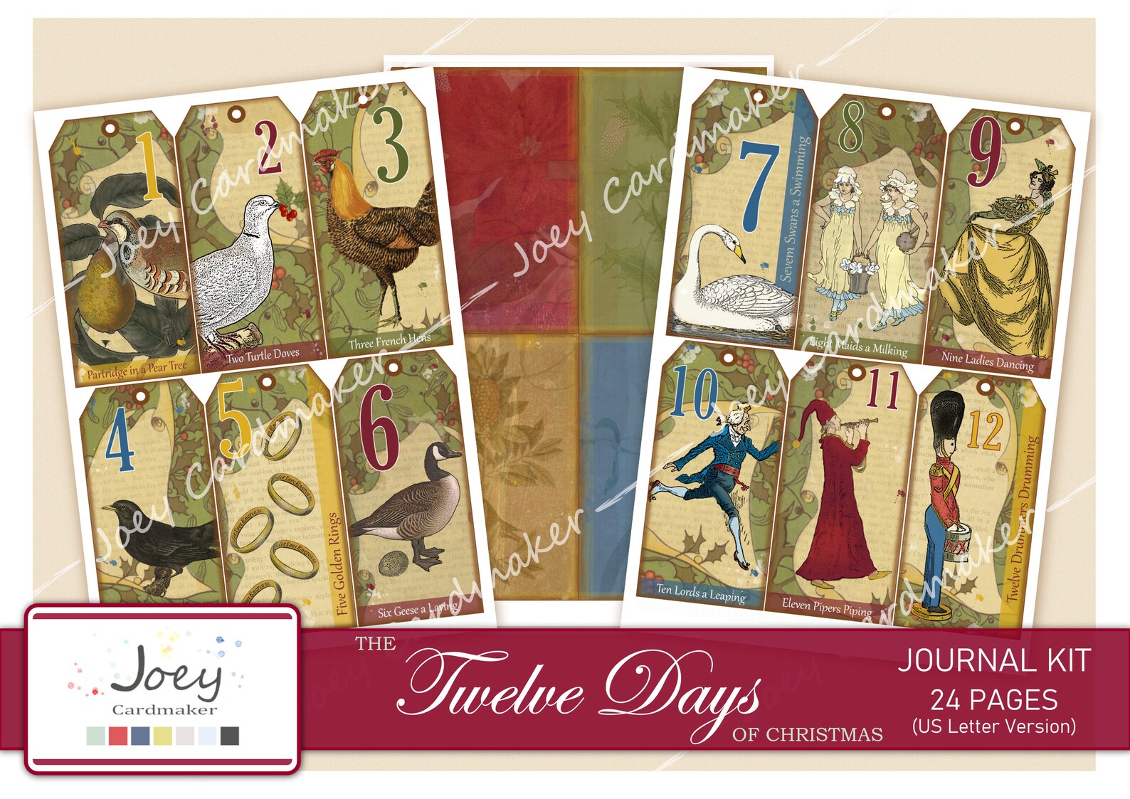 Twelve Days of Christmas, Vintage Digital Journal Kit – US LETTER ...