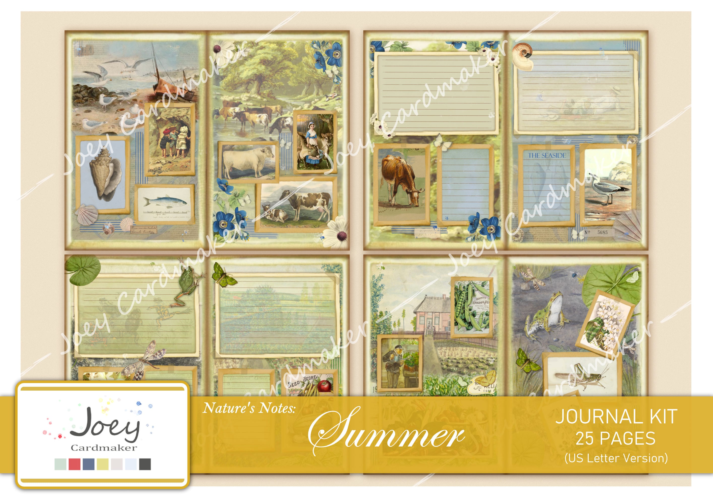 Nature's Notes: Summer Vintage Digital Journal Kit US - Etsy