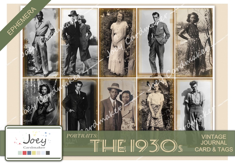 Portraits: The1930s - Digital Vintage Ephemera Kit - Etsy