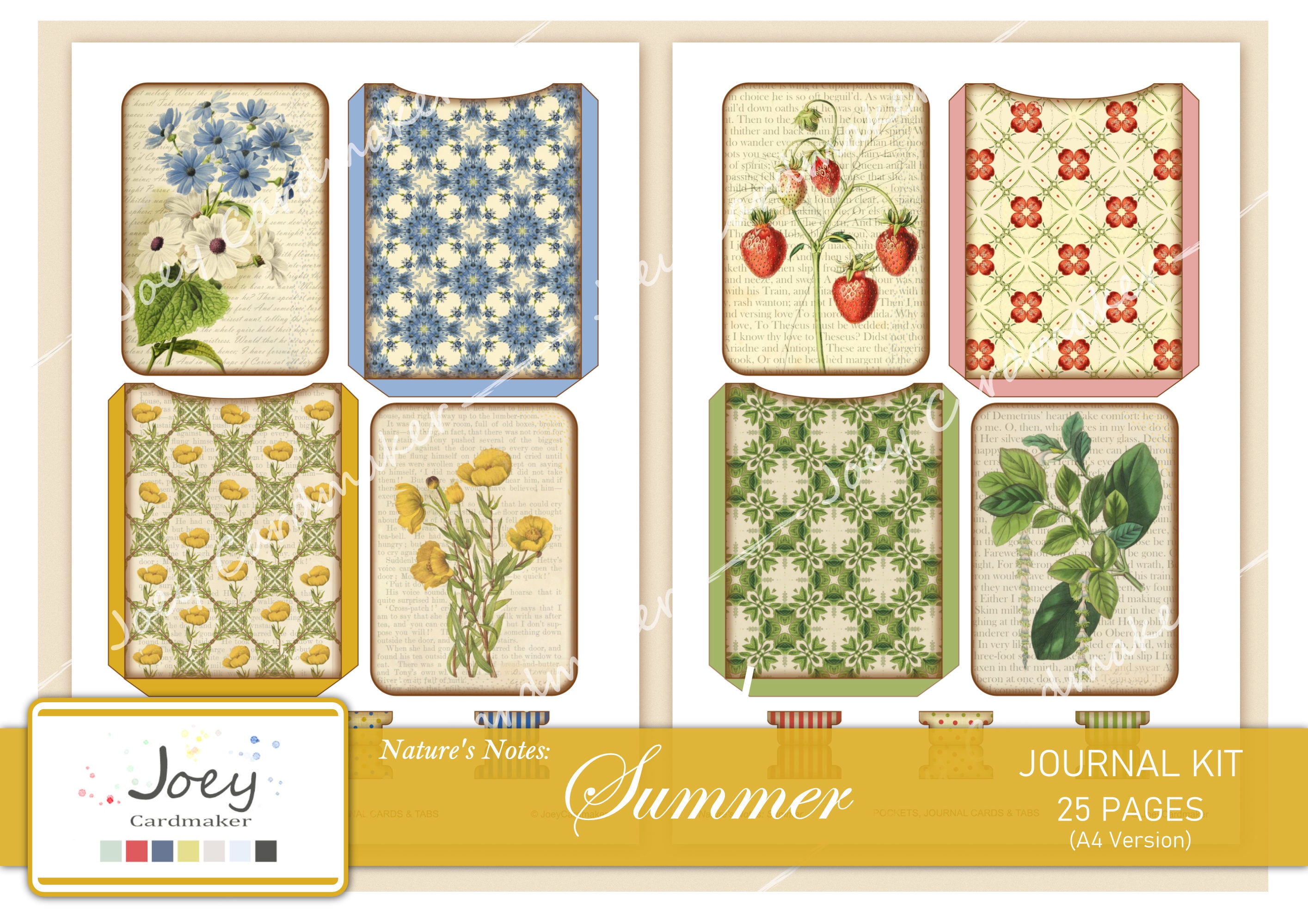 Nature's Notes: Summer Vintage Digital Journal Kit A4 - Etsy