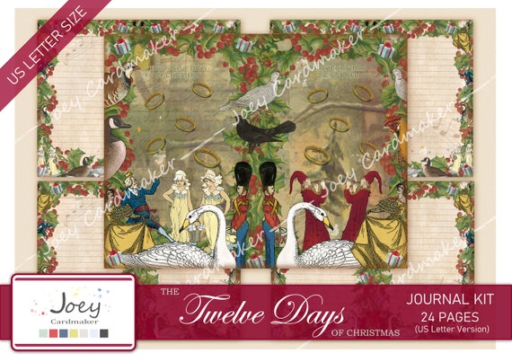Twelve Days of Christmas Vintage Digital Journal Kit US - Etsy