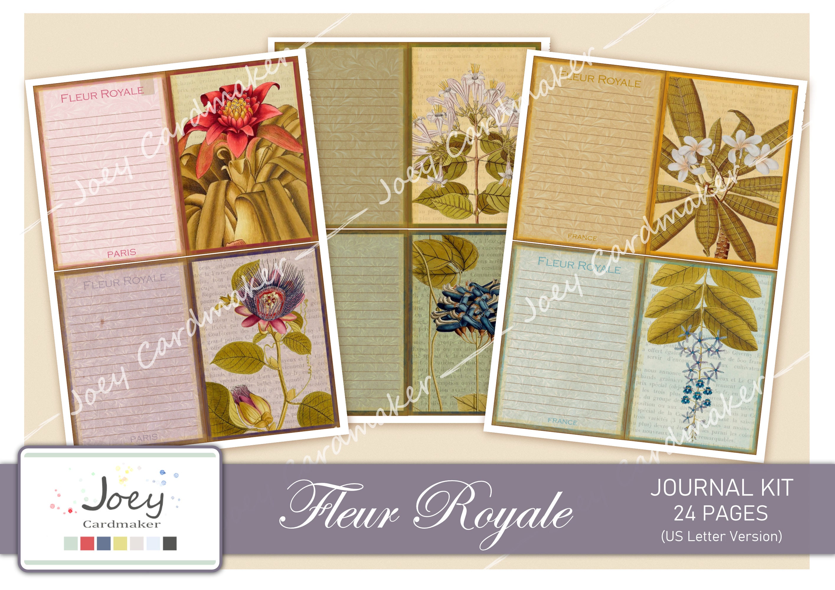Fleur Royale Vintage Digital Journal Kit US LETTER VERSION - Etsy
