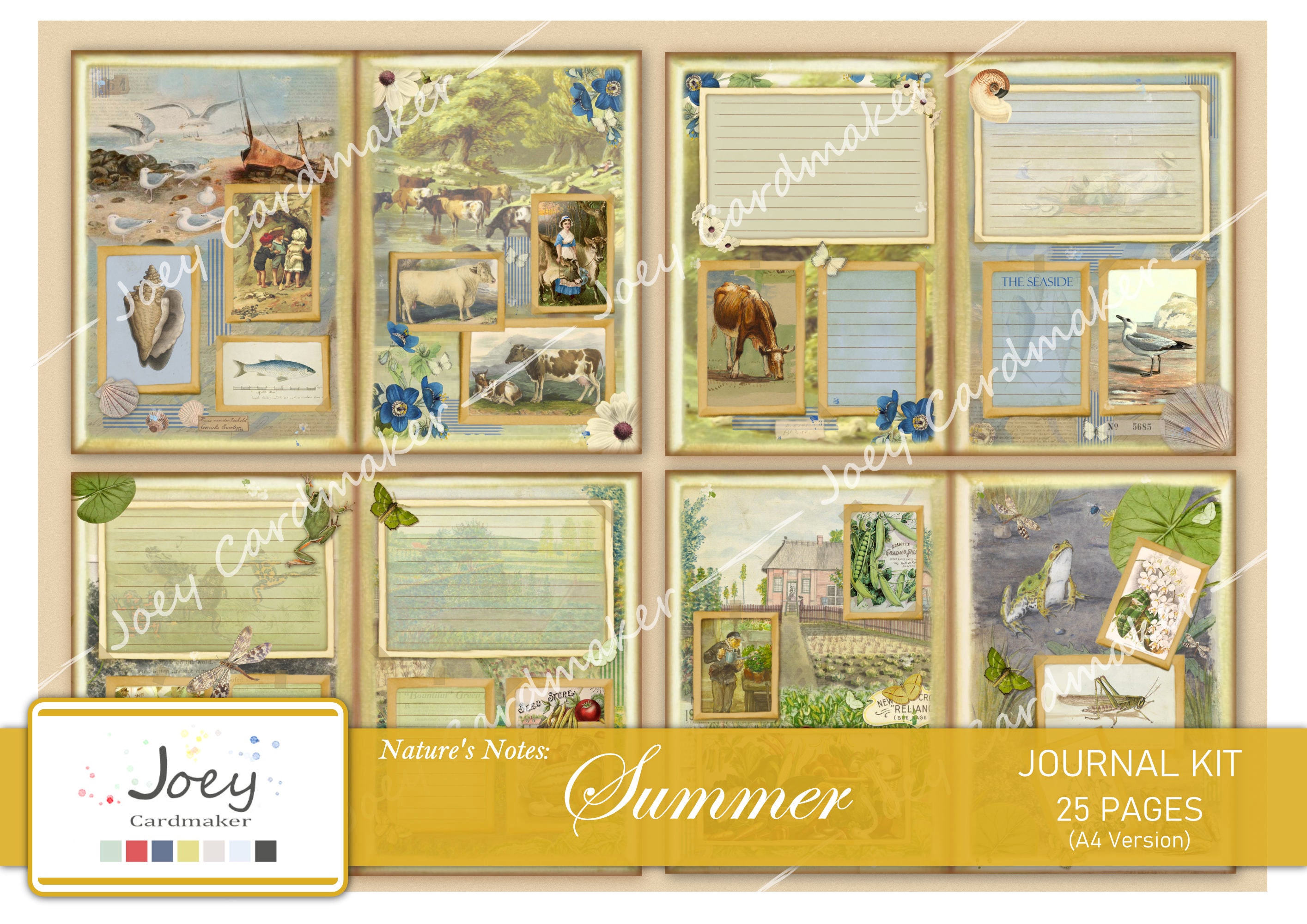 Nature's Notes: Summer Vintage Digital Journal Kit A4 - Etsy