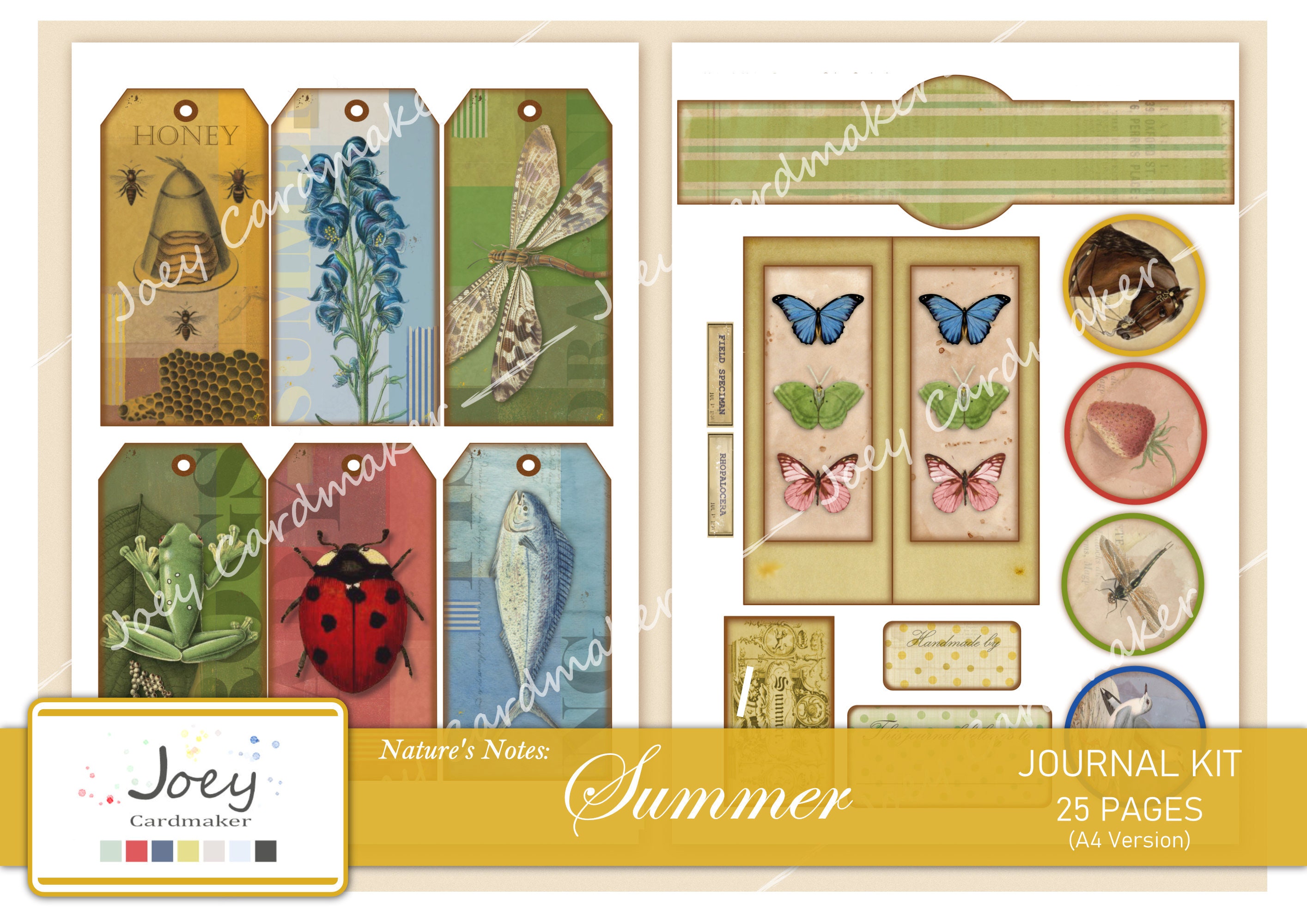 Nature's Notes: Summer Vintage Digital Journal Kit A4 - Etsy