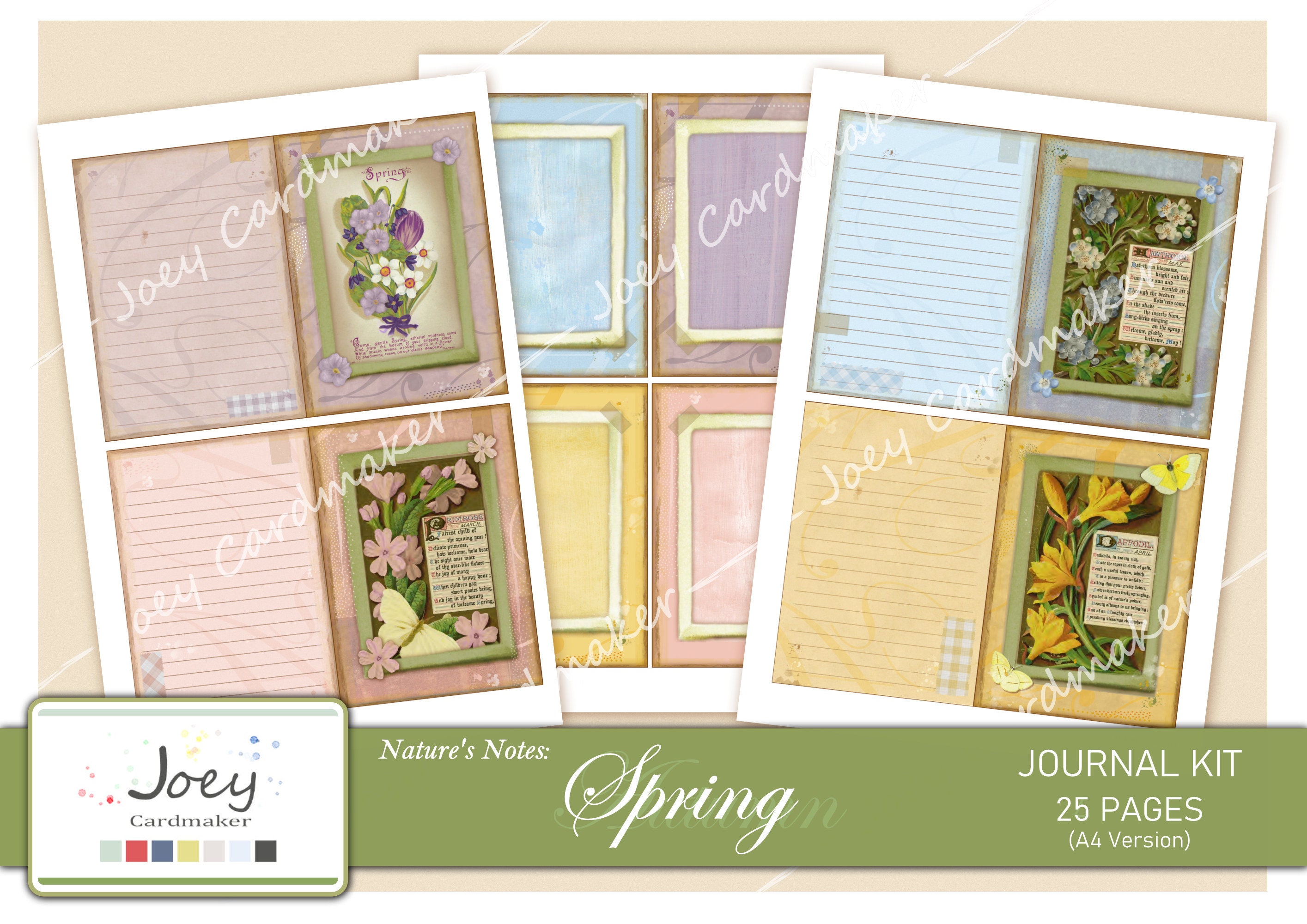 Nature's Notes: Spring Vintage Digital Journal Kit A4 - Etsy
