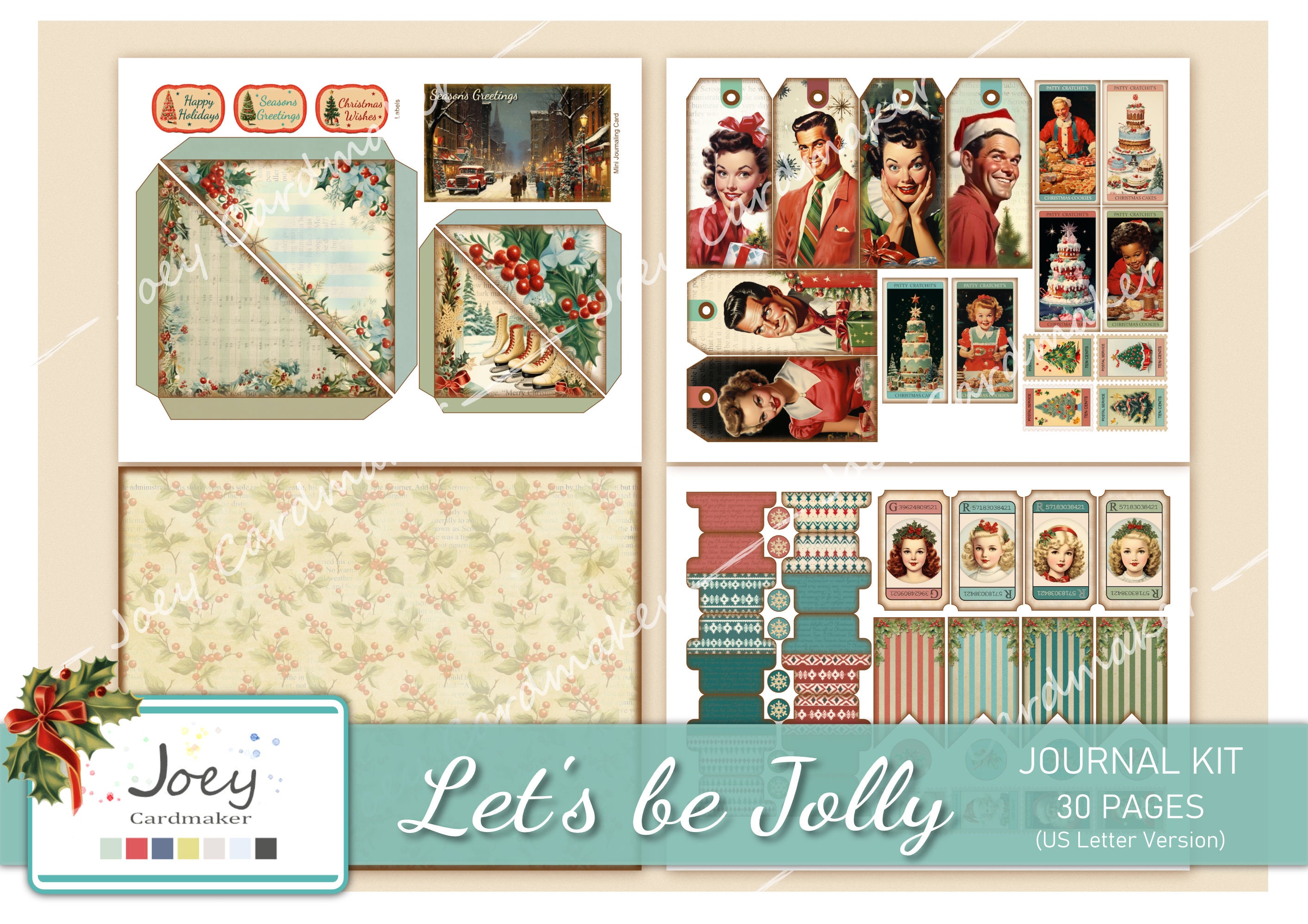 Let's Be Jolly - Retro Christmas Digital Journal Kit – US LETTER ...