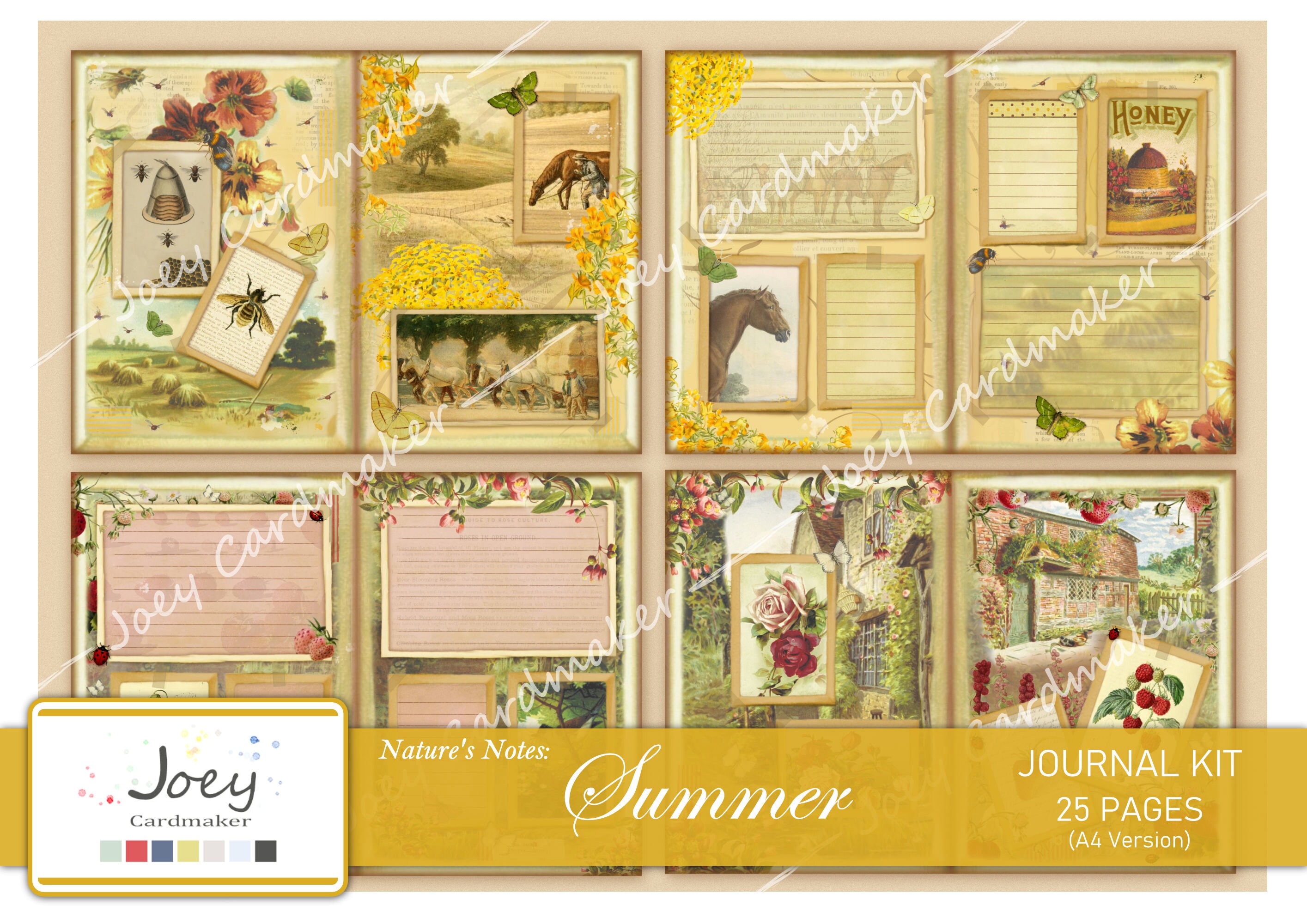 Nature's Notes: Summer Vintage Digital Journal Kit A4 - Etsy