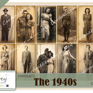 Portraits: the 1940s - Digital Vintage Ephemera Kit - Etsy
