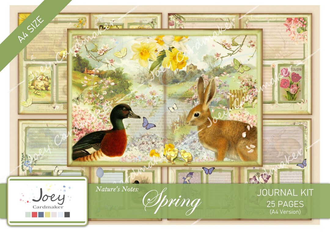 Nature's Notes: Spring - Vintage Digital Journal Kit – A4 VERSION - Etsy