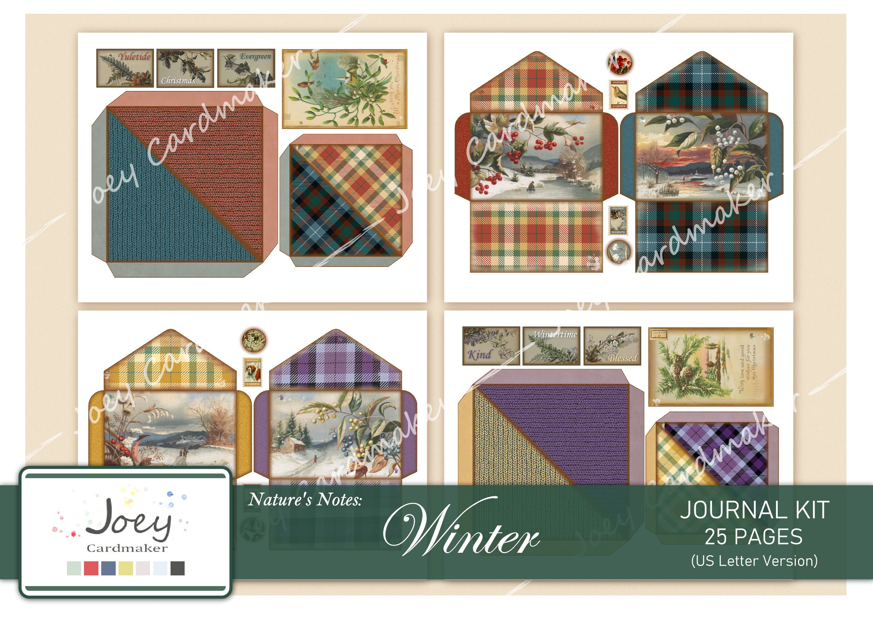 Nature's Notes: Winter Vintage Digital Journal Kit US - Etsy