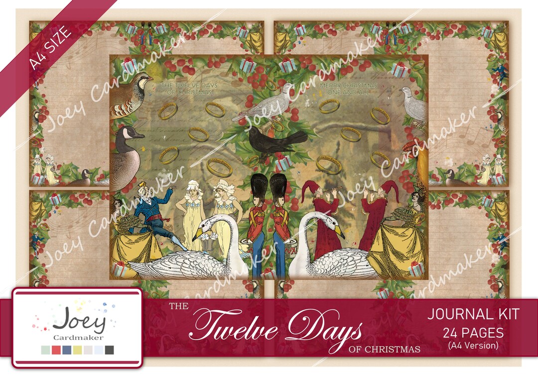 Twelve Days of Christmas, Vintage Digital Journal Kit – A4 VERSION - Etsy