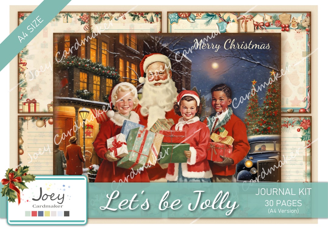 Let's Be Jolly - Retro Christmas Digital Journal Kit – A4 VERSION - Etsy