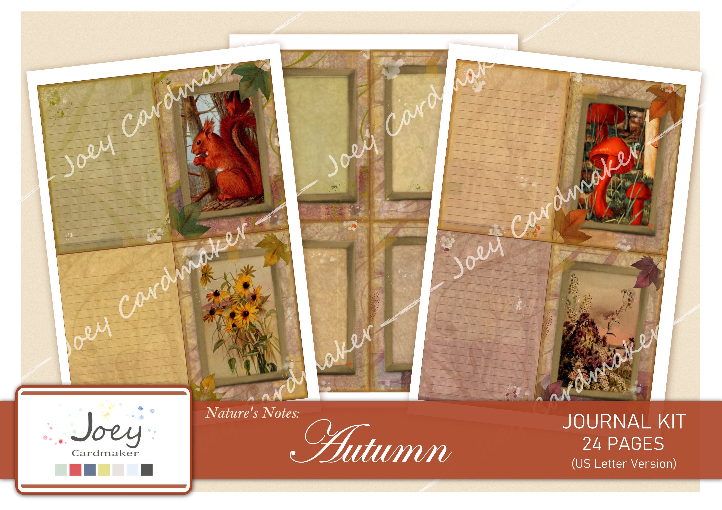 Nature's Notes: Autumn Vintage Digital Journal Kit US - Etsy
