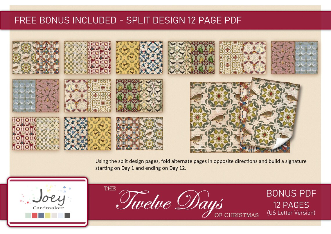 Twelve Days of Christmas Vintage Digital Journal Kit US - Etsy