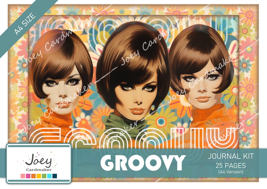 GROOVY - 1960s Retro Digital Journal Kit - A4 Version - Etsy