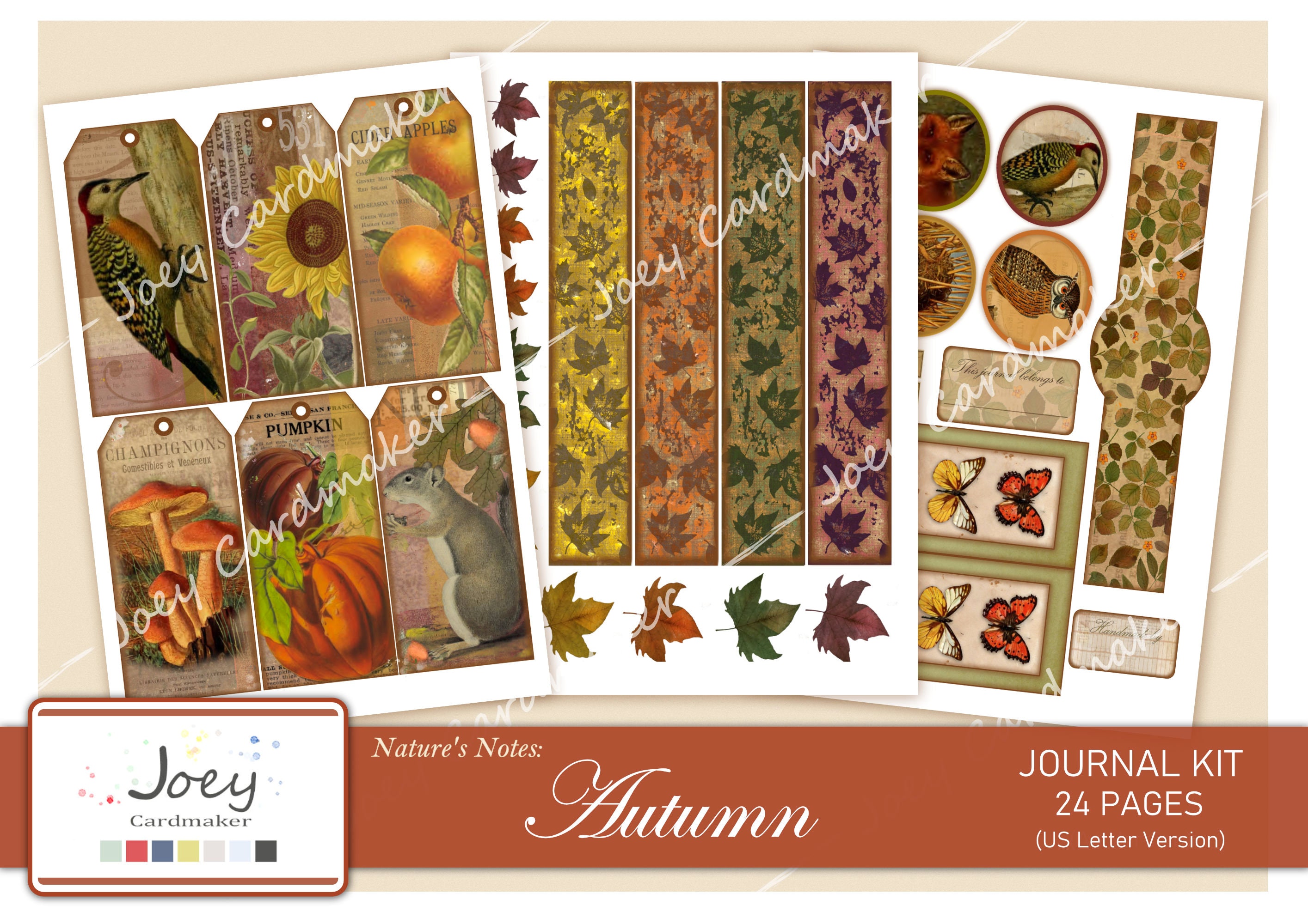 Nature's Notes: Autumn Vintage Digital Journal Kit US - Etsy