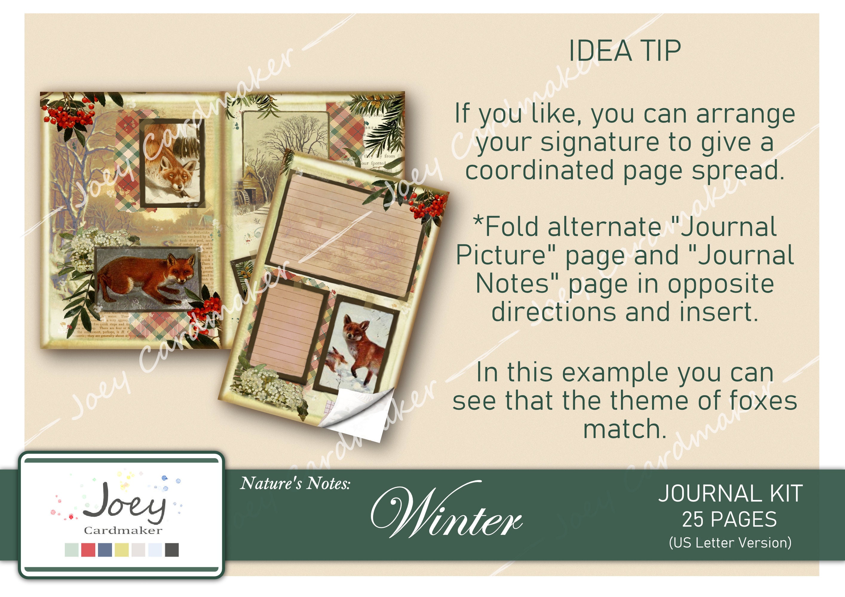 Nature's Notes: Winter Vintage Digital Journal Kit US - Etsy