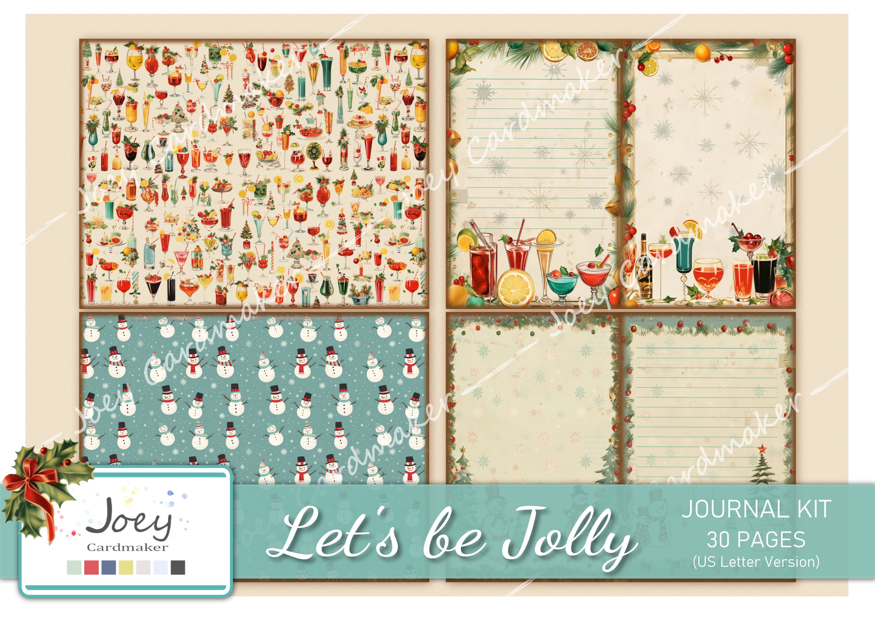 Let's Be Jolly - Retro Christmas Digital Journal Kit – US LETTER ...