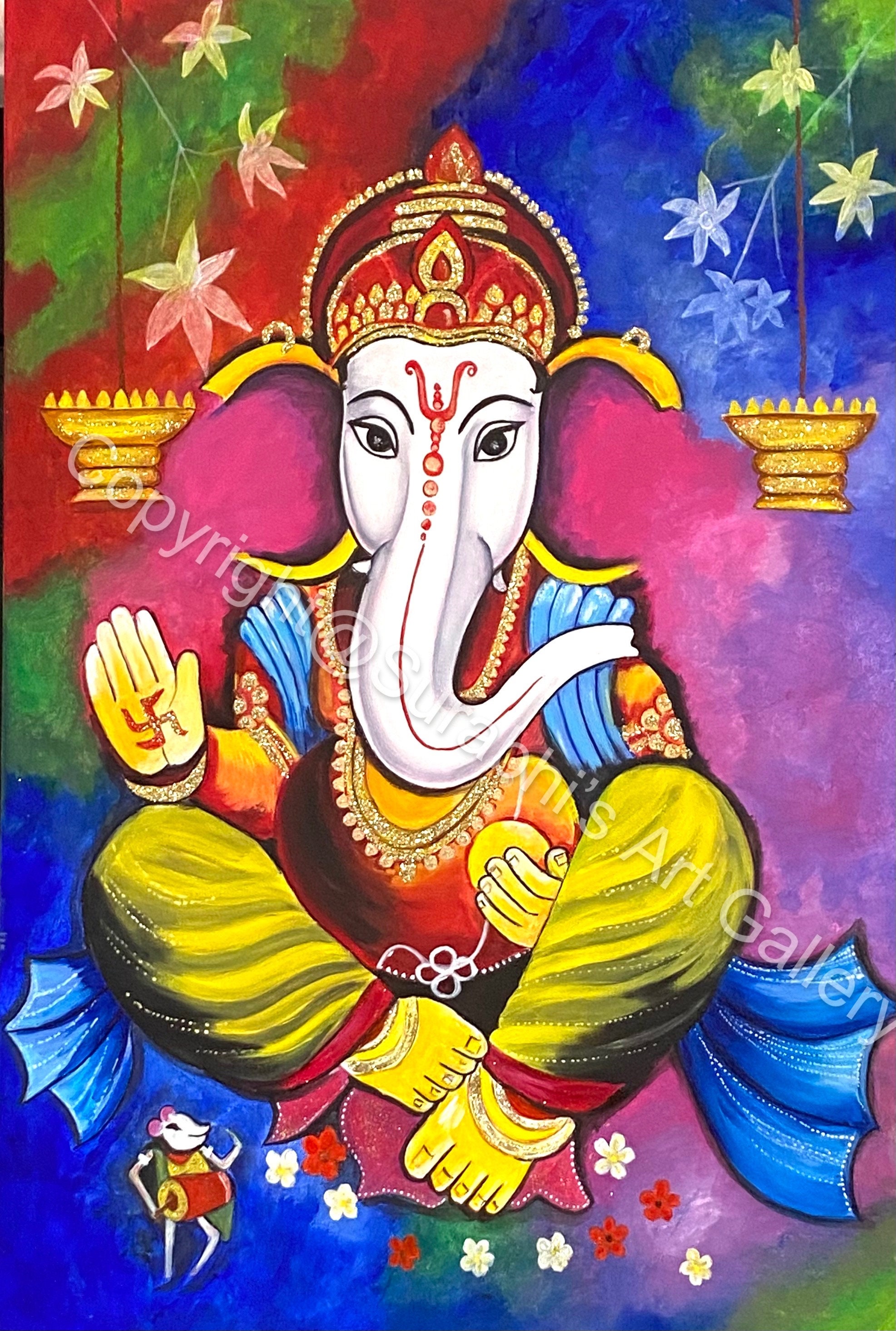 Ganpati Ganesha Contemporary Art Hindu Religious Painitng - Etsy