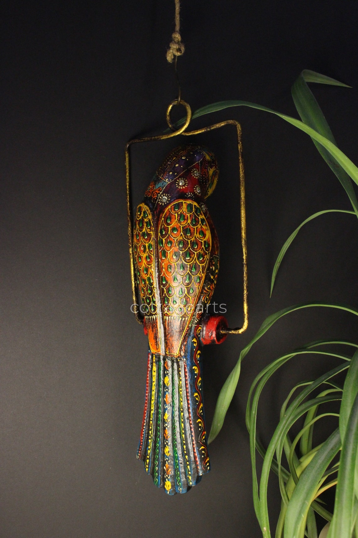 Wooden Hand Painted Parrothand Carved Figurine Parrot Decor - Etsy