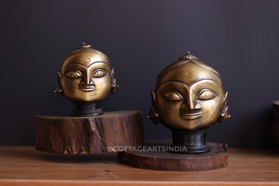 Brass Gauri Head Pair Statue Hindu God Idol Pooja - Etsy