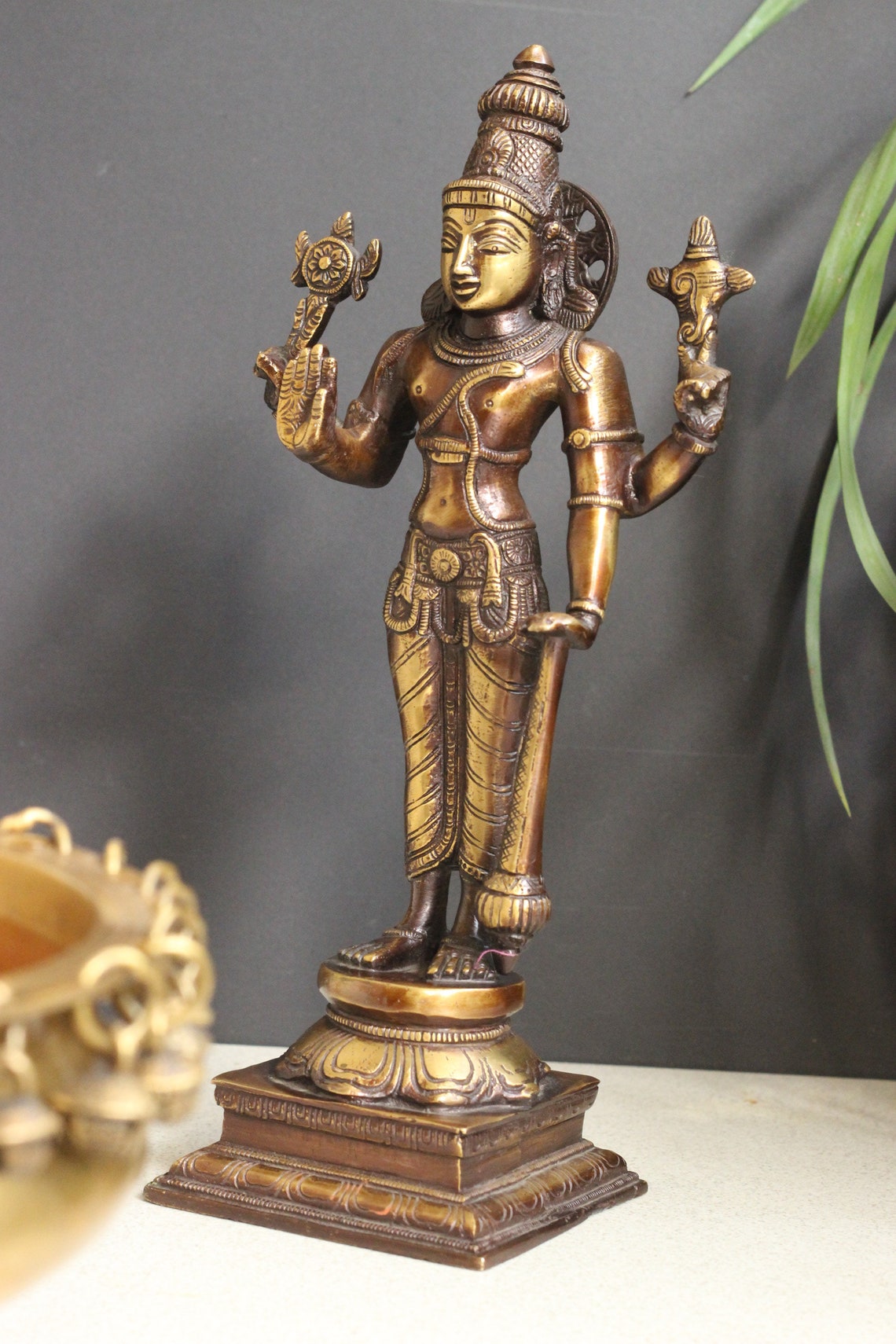 Brass Vishnu Standing Hindu God Statue religious Idol | Etsy